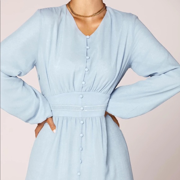 Veiled Collection | Dresses | Veiled Collection Maya Blue Button Front ...